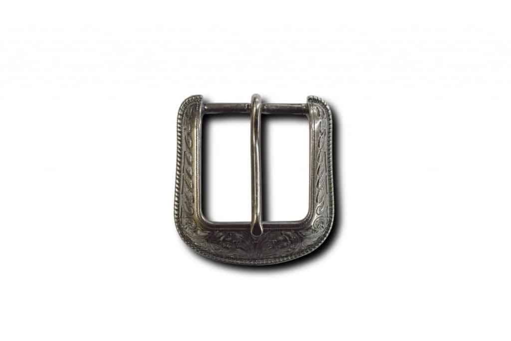1-1/2" Antique Nickel Floral Square Buckle | Montana Leather