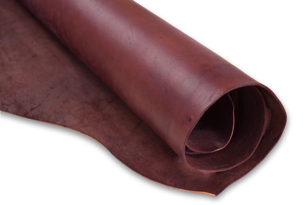 Alum Tan Burgundy Latigo 5-7 oz | Montana Leather Company