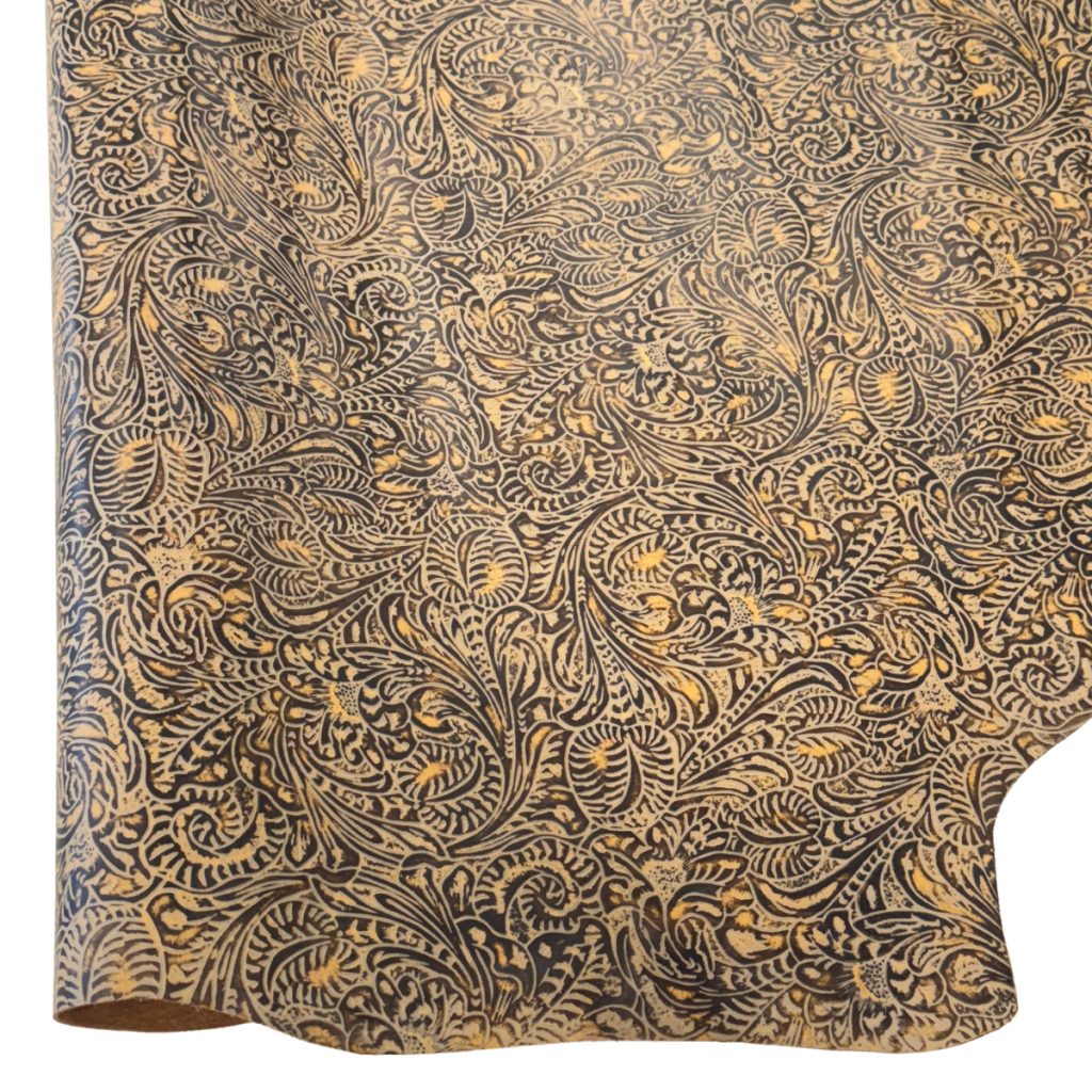 Natural Western Floral Leather | Montana Leather Company