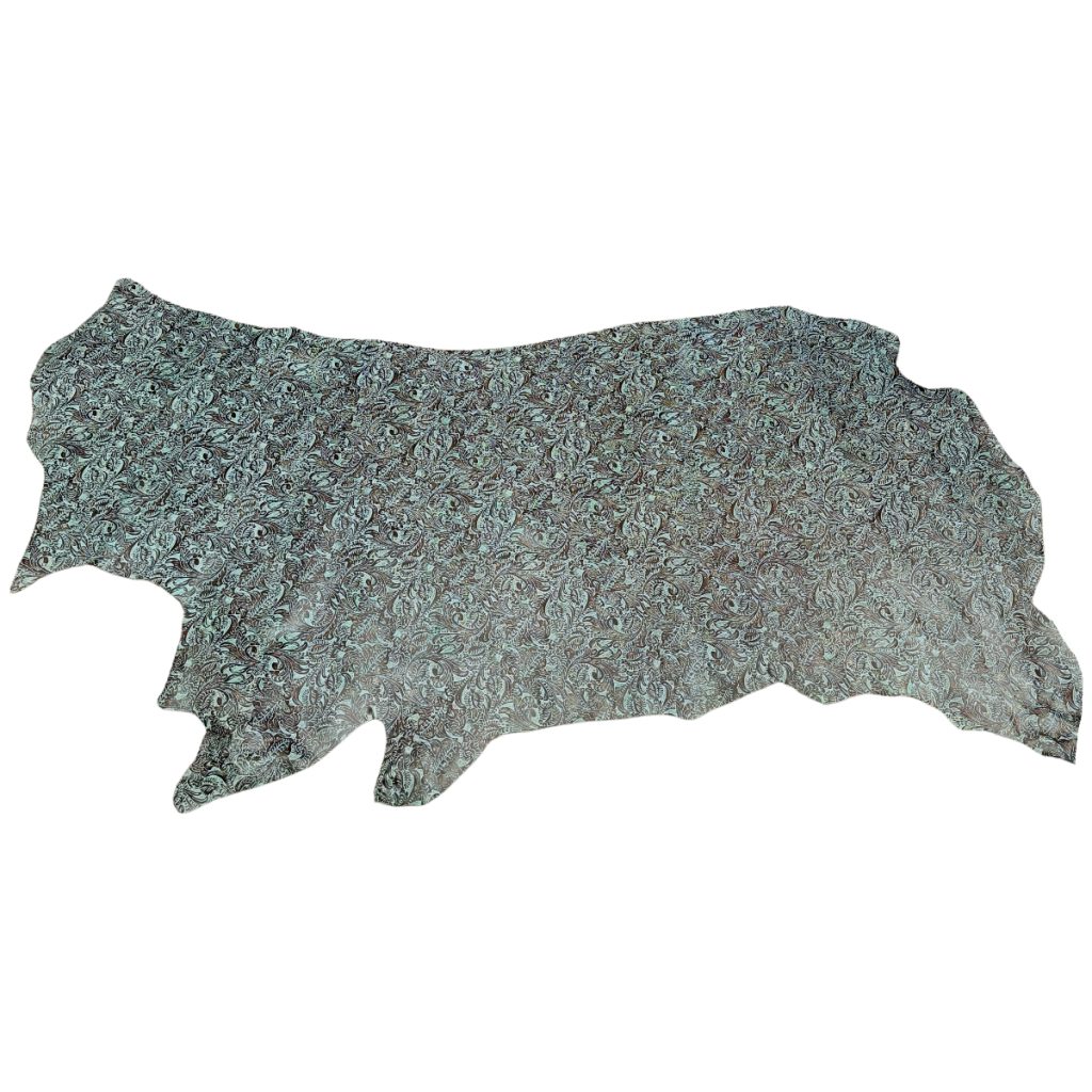 Turquoise Western Floral Leather | Montana Leather Company